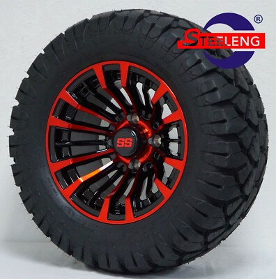 GOLF CART 12" RED/BLACK MATADOR WHEELS and 22" STINGER DOT ALL TERRAIN ...