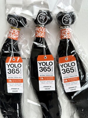YOLO 365 Straight 3PCS Brazilian Bundles 10"-22" 100% Virgin Human Hair ...