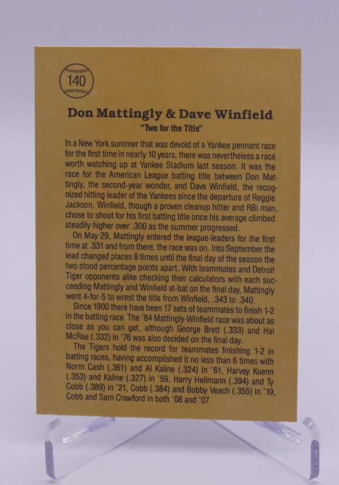 1985 Donruss #651 Winfield/Mattingly NR-MINT (yellow) *Free Shipping ...