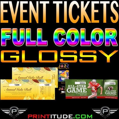 1000 Event Tickets 100LB 2"x5.5" GLOSSY Full Color 2x5.5 2 Sided w ...