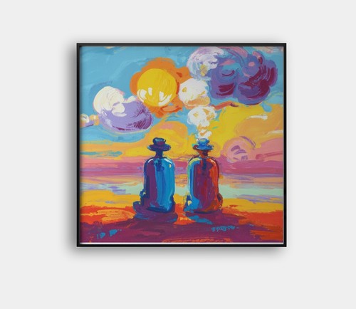 Two Sages Looking at Sunrise Peter Max | Art Giclee "Framed" 24x24 COA ...