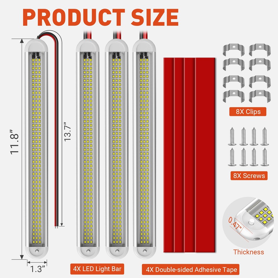 12V LED Interior Light Bar 120Leds 2800LM 28W DC 12 Volt Led Strip ...