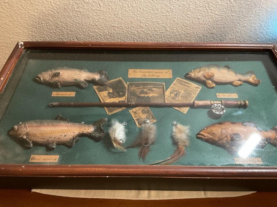VINTAGE 'THE BEAUTIFUL GAME OF FLY FISHING' SHADOW BOX WOOD & GLASS | eBay