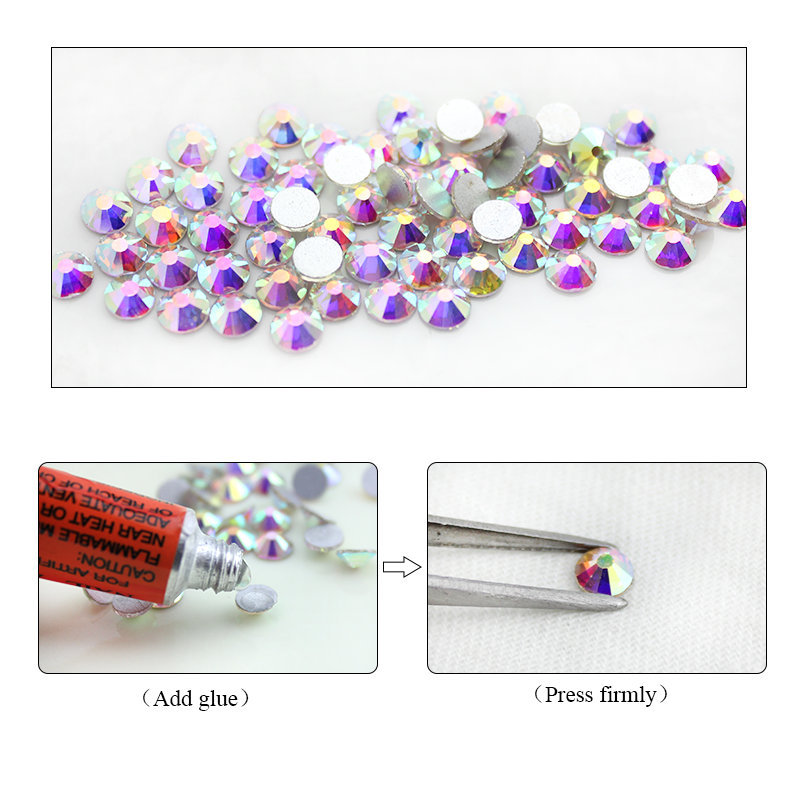 Top quality Crystal AB Rhinestones Flat Back Gems for Nails Clothes ...