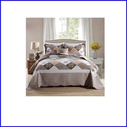 Reversible Floral Patchwork Quilt Set with 2 Pillowcases - All-Season ...