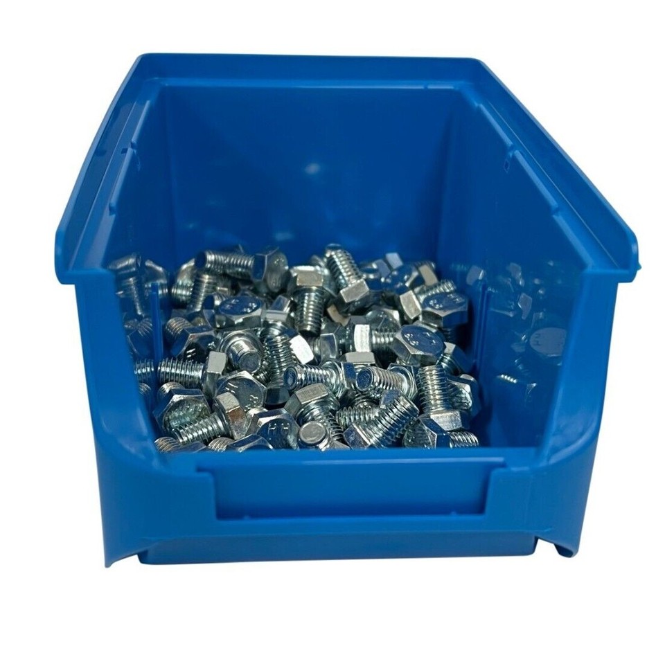 Hanging stacking plastic parts storage lin bins boxes garage workshop ...