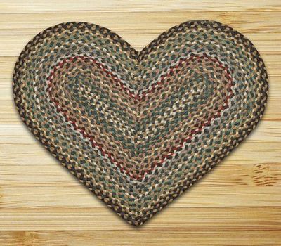 Braided Jute Heart Shaped Area Rug. Earth Rugs. GREEN, BURGUNDY, IVORY ...