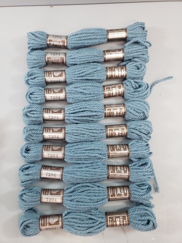 10 Skeins DMC Laine Colbert Wool FLOSS BLUE Color #7294 Made in France ...