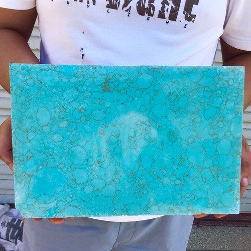 7.04lbNatural turquoise stone Lapidary polishing slab display ...