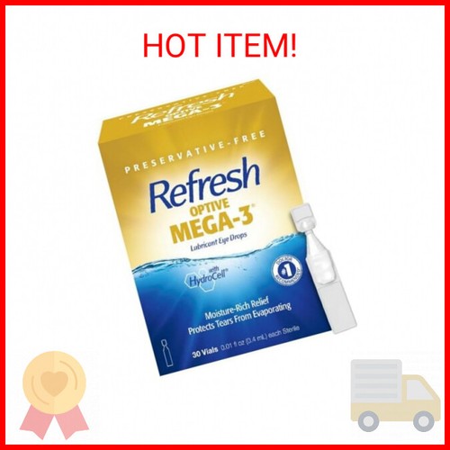 Refresh Optive MEGA-3 Lubricant Eye Drops Preservative-Free Artificial ...