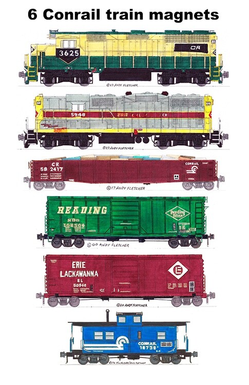 Conrail (Reading/EL Patch) Freight Train 6 magnets by Andy Fletcher | eBay