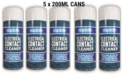 5 x 200ml Electrical Component CONTACT CLEANER Spray Removes Grease ...