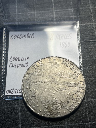 Colombia Silver 8 Reales 1840 - Small Edge Clip, Lustrous Well Struck ...