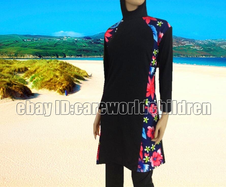 Modest Women Muslim Islamic Jewish Hindu Full Cover Print Swimwear ...