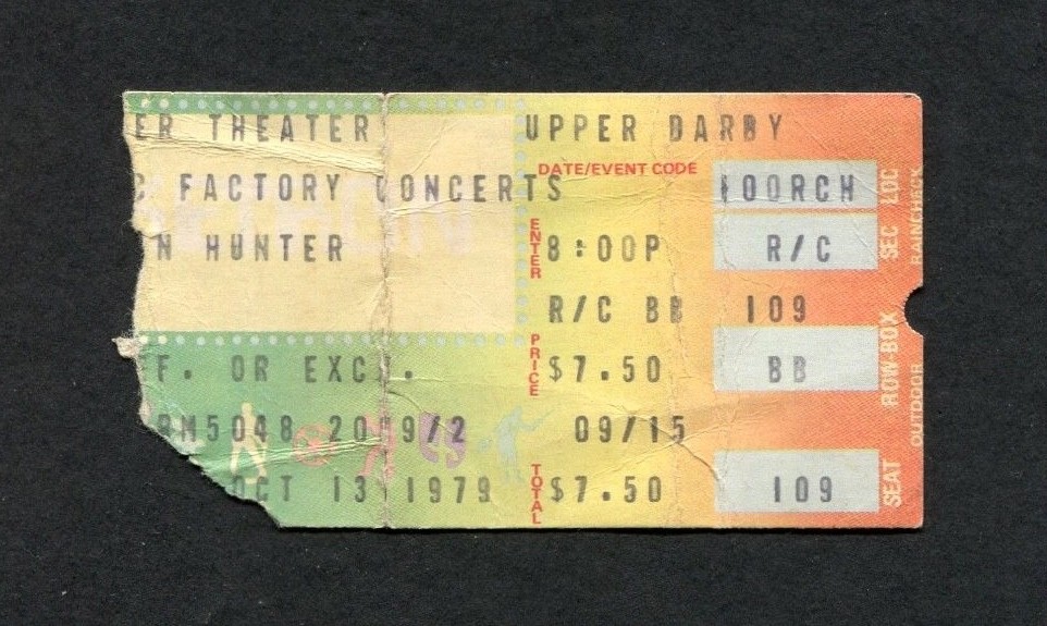 1979 Ian Hunter Mick Ronson concert ticket stub Upper Darby All The ...