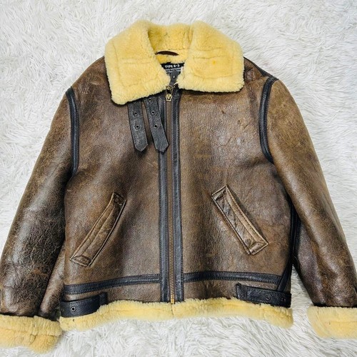Schott Type B-3 Flight Mouton Leather Jacket Size 42 Made in USA | eBay