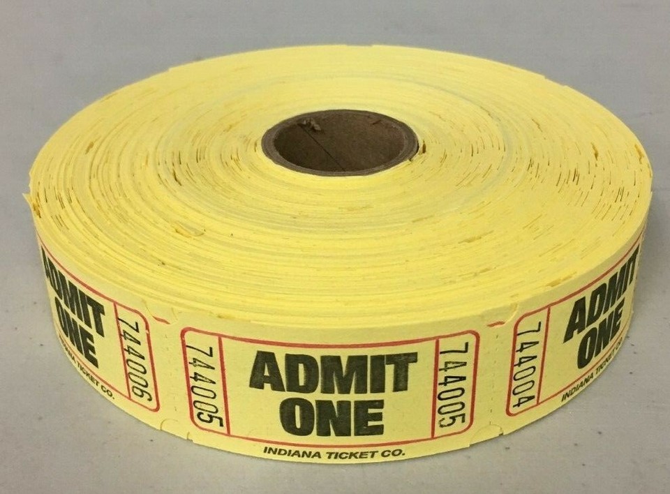 Admit One Raffle Tickets 1 Roll of 1000 Single Stub for a Carnival or ...