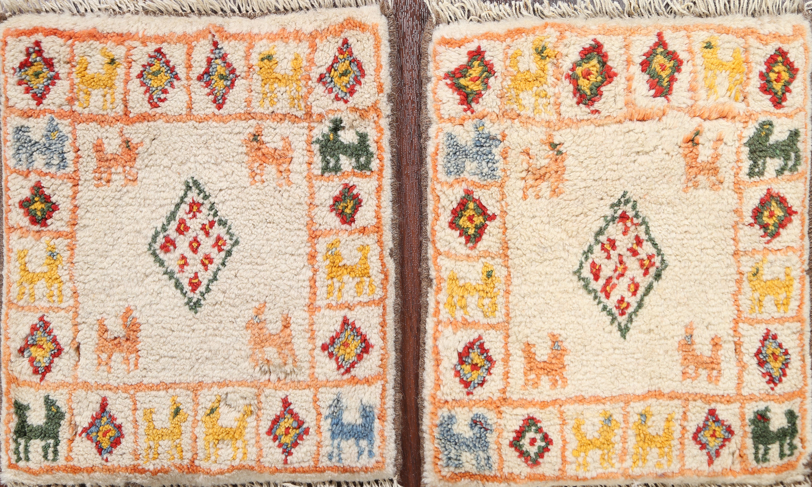 Pair of 2 Thick-Plush Wool Authentic Gabbeh Nomad Area Rug Handmade ...