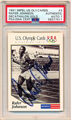 1991 Impel US Olympic Cards Rafer Johnson Auto w/Skybox Stamp #3 PSA ...
