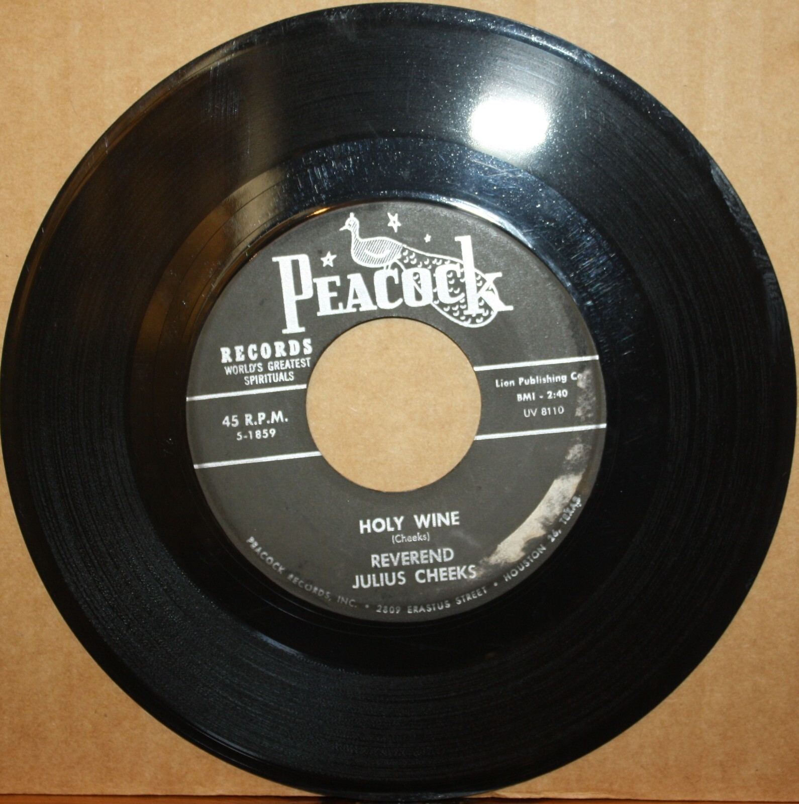 REVEREND JULIUS CHEEKS Holy Wine **TOMORROW'S SUN** Black Gospel 45 ...