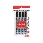 Pentel Markathon Pump Permanent Marker 4/Pk Black Chisel Tip Office ...