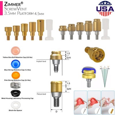 Locator Zimmer Tapered Screw-Vent Abutment Ø3.5/4.5mm Overdenture ...