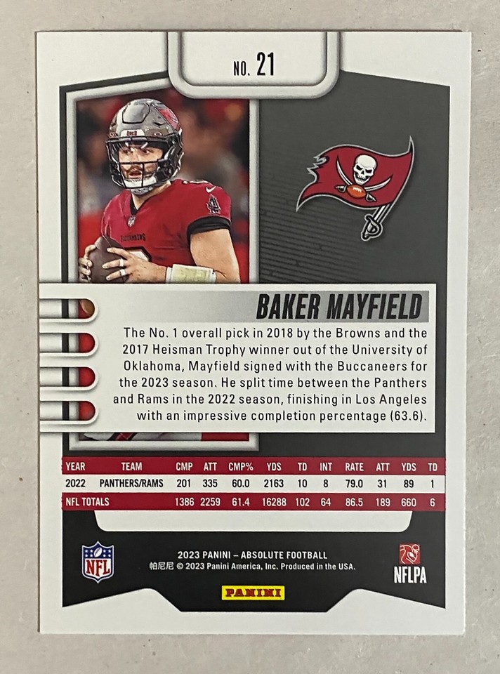 2023 Panini Absolute - Baker Mayfield - QB-Tampa Bay Buccaneers - Base ...