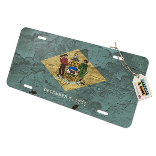 Rustic Delaware State Flag Distressed USA Novelty Metal Vanity Tag ...