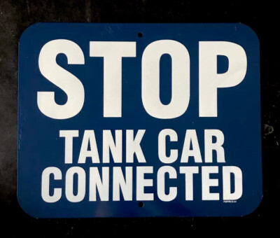 VINTAGE RAILROAD STOP CARS CONNECTED PORCELAIN REFLECTIVE SIGN 15” GAS ...