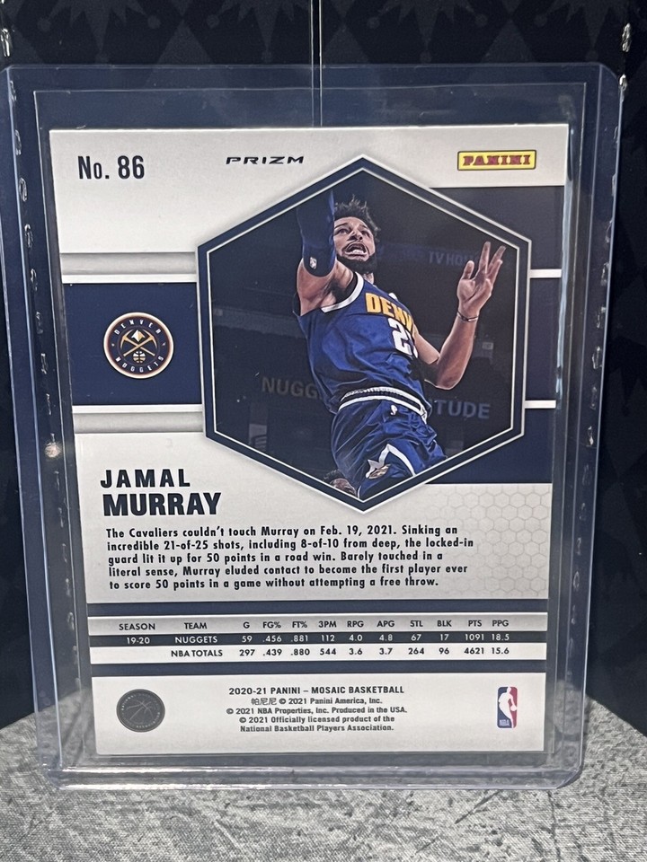 2020-21 Mosaic Prizm Jamal Murray Diamond Devenr Nuggets NBA Champions ...