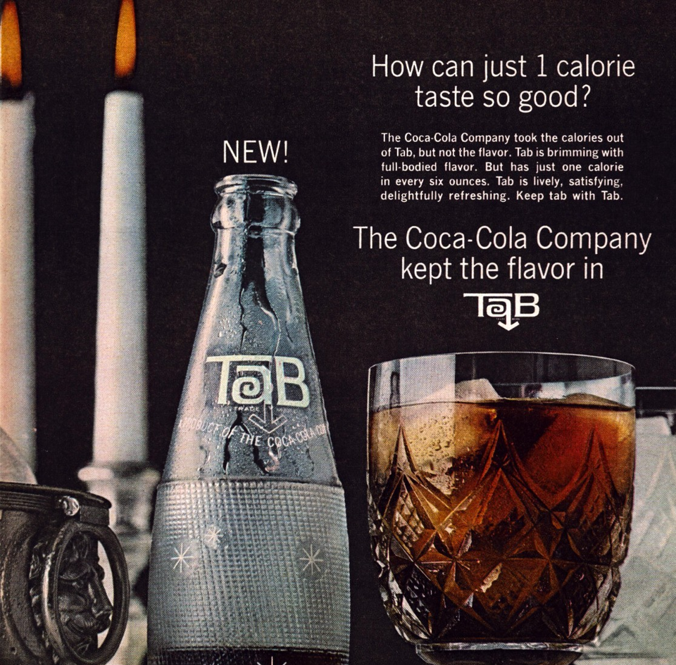 Tab Cola 1964 Full Page Magazine Print Ad Coca Cola 1 Calorie Diet ...