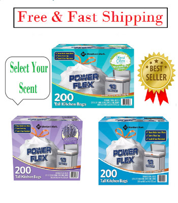 Member's Mark Power Flex Tall Kitchen Drawstring Trash Bags (13 gal ...