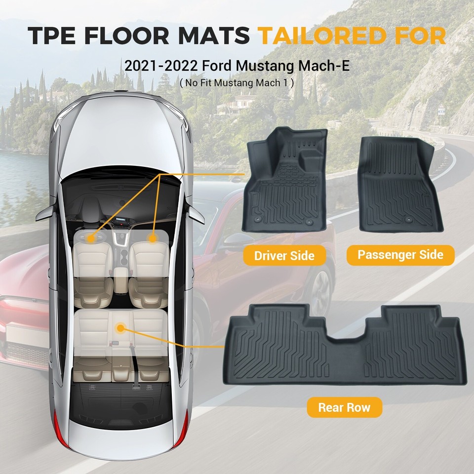 3D TPE Floor Mats & Cargo Liner For Ford Mustang Mach E 2021-2024 All ...