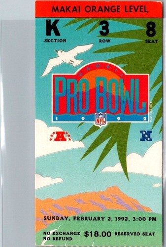 1992 PRO BOWL TICKET Football Hawaii NFL AFL Leagues | eBay