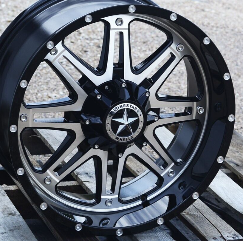 20" LoneStar Black Outlaw Wheels Truck 20x9 6 Lug 20 Inch Rims Chevy ...