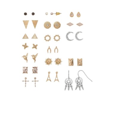 Mudd Beautiful 19! pairs of Gold Tone Earrings, Brand New | eBay