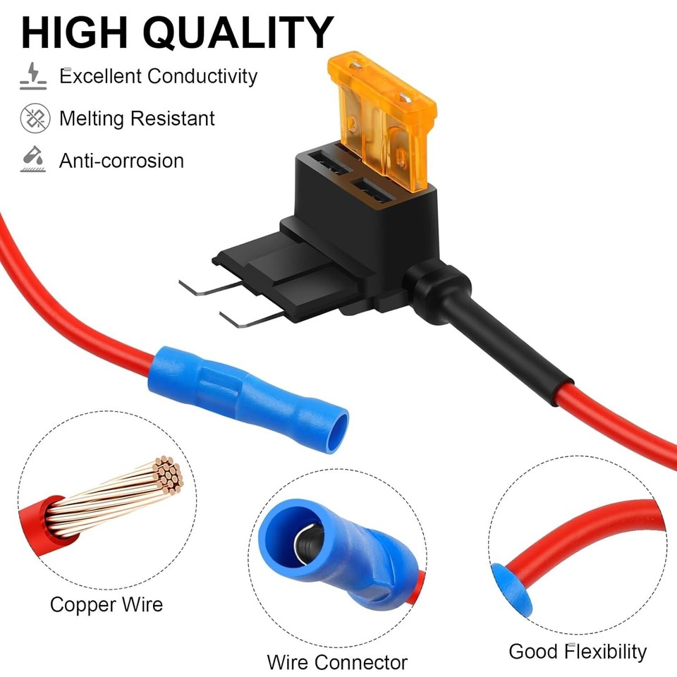 16 Pack 4 Types Fuse Tap, Upgraded 12V Car Add a Circuit Fuse Tap Kit ...