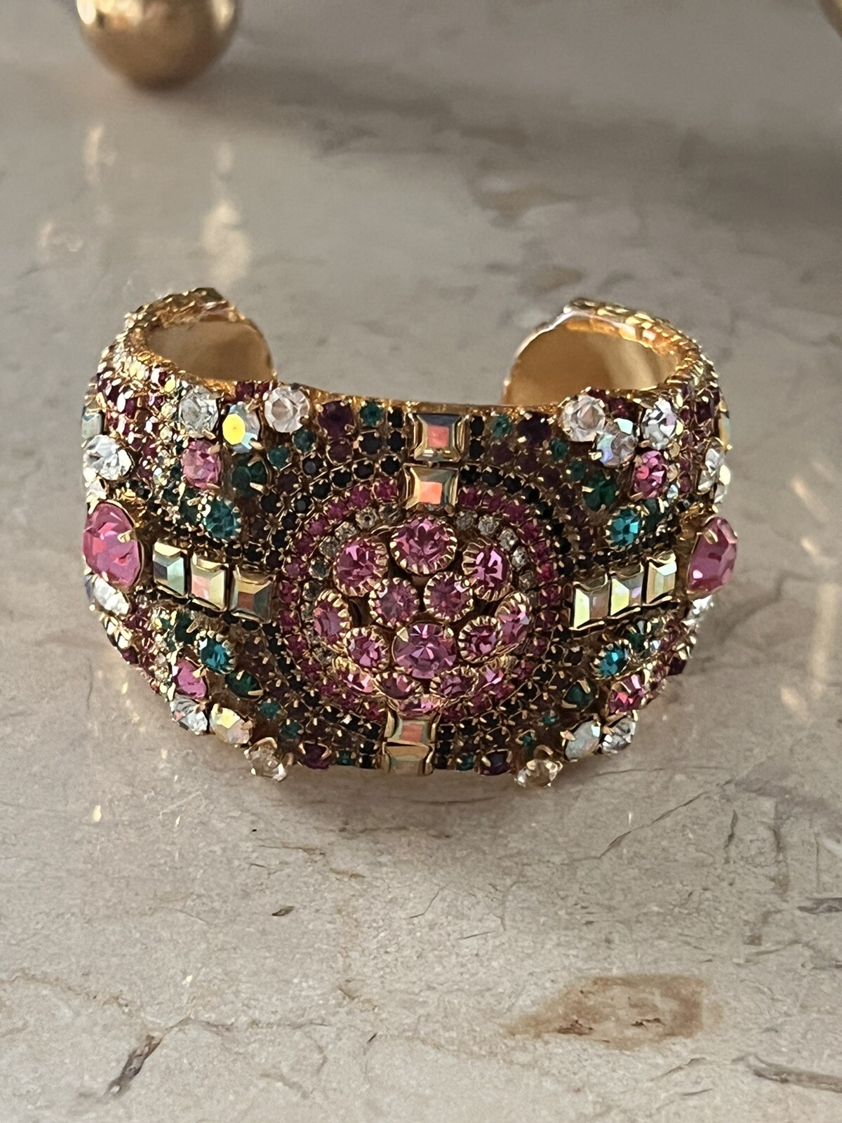 Statement Vintage 1985 Elise Multi Color Rhinestone Crystal Gem Cuff ...