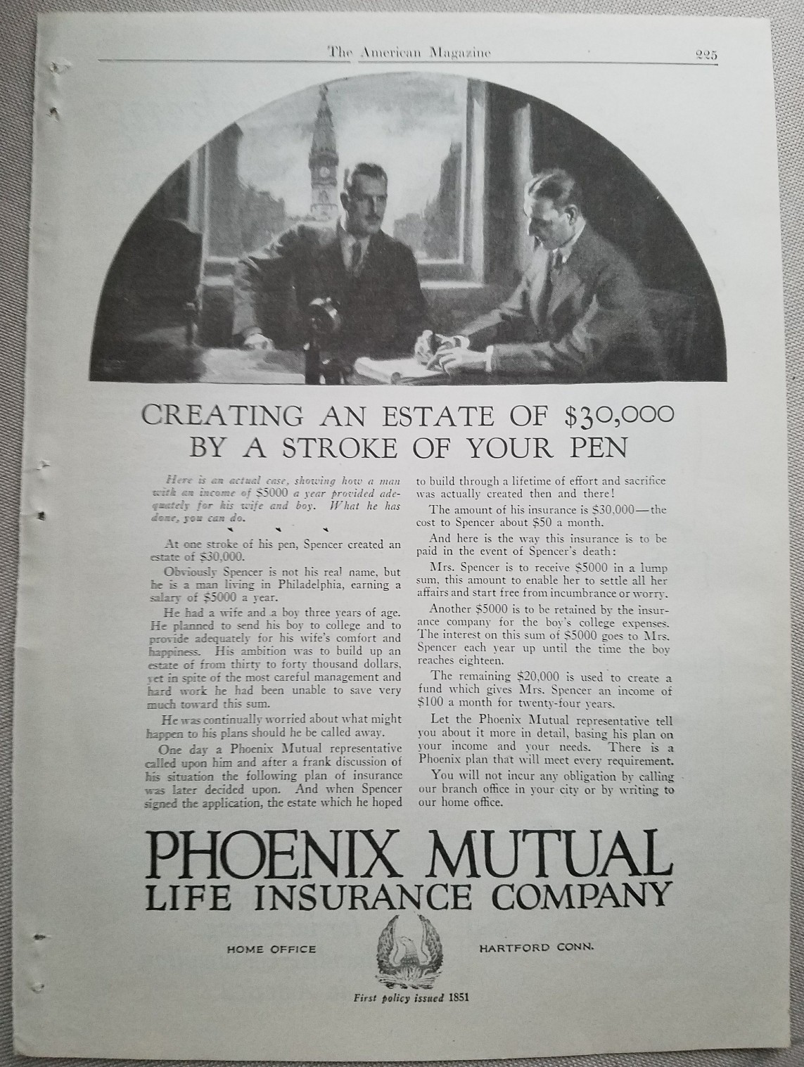 1926 Phoenix Mutual Life Insurance creating a state stroke of your pen ...