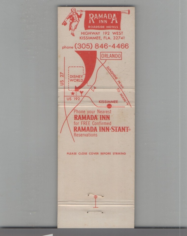 Matchbook Cover Ramada Inn Adjacent To Disney World Kissimmee, FL | eBay