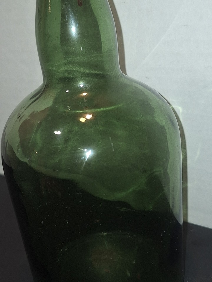 Antique Olive Green Glass Bottle Ladies Leg Whiskey Bottle 8.5" Tall 3 ...