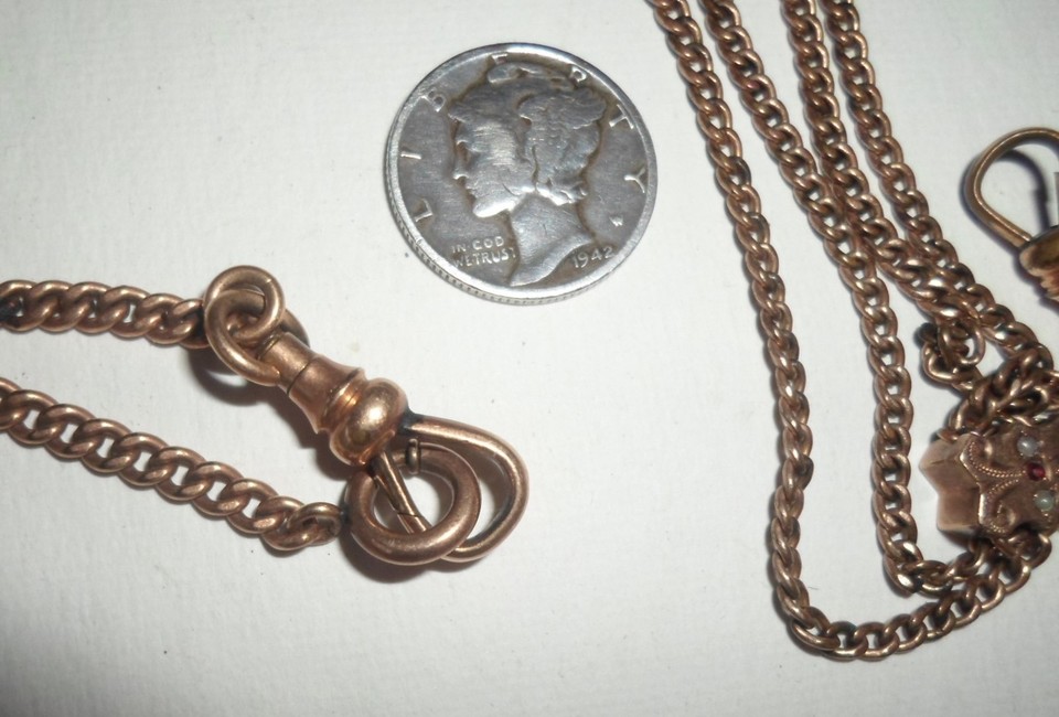 (2) antique Victorian era - WATCH FOBS / CHAINS - possibly gold filled ...