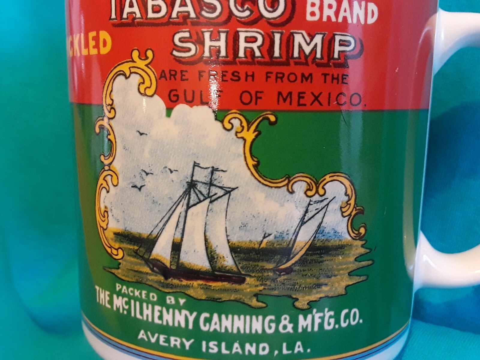 Large Mouth Tabasco Brand Shrimp Mug Cup w/ Wraparound Graphic | eBay