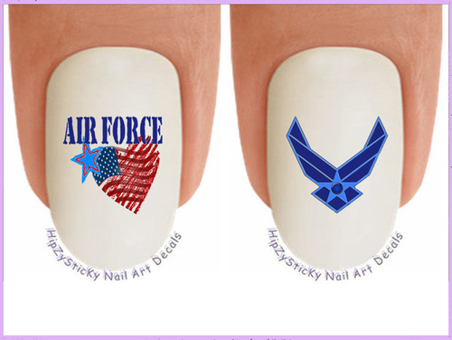 Nail Art 5615 MILITARY Air Force Flag Heart Wings Waterslide Nail Decal ...