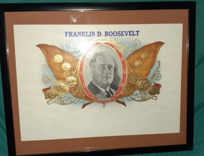 CIGAR BOX LABEL FOR FRANKLIN D ROOSEVELT Embossed gilded framed | eBay