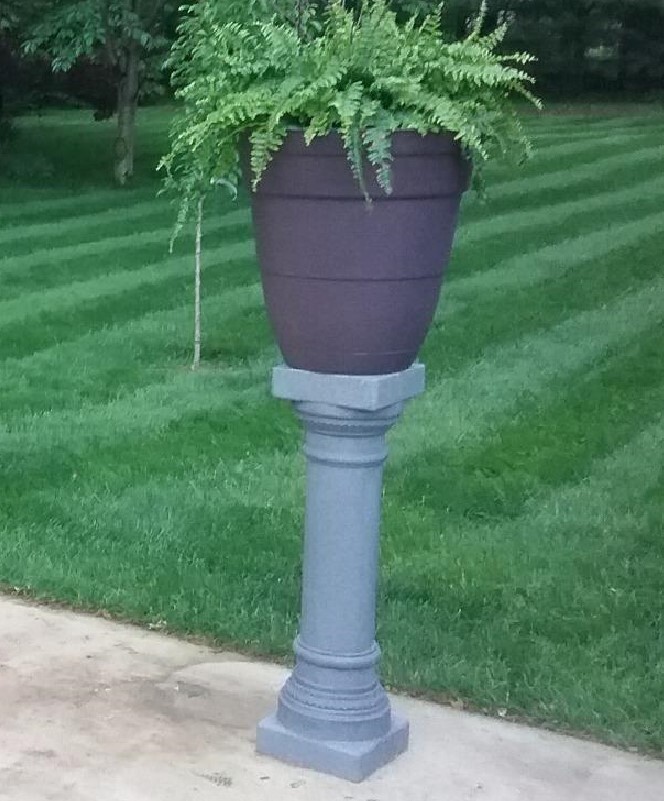 Gray Greek Style Column Statue Pedestal Pillar Outdoor Faux Stone Plant ...