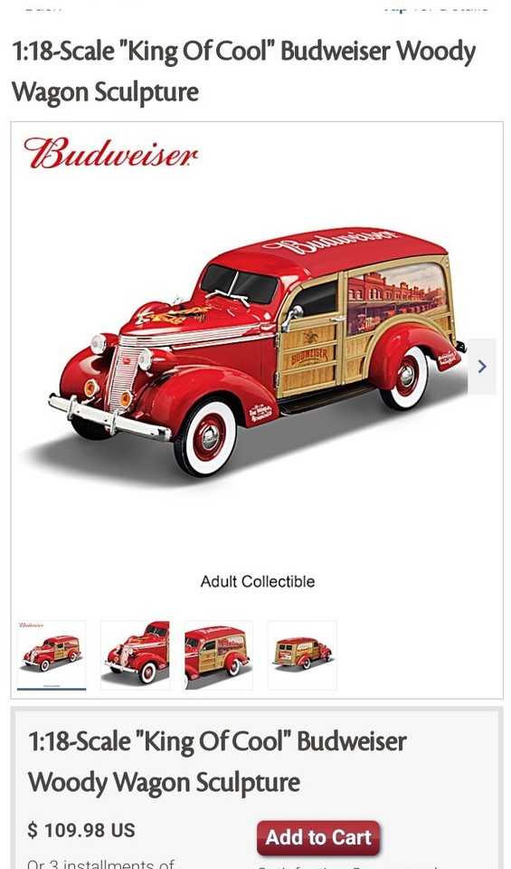 #2069 Limited Edit. BUDWEISER Hamilton Coll 1937 Woody Wagon Sculpted ...