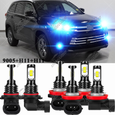 For Toyota Highlander 2014-2019 6x LED Headlight+Fog Light Bulbs Combo ...