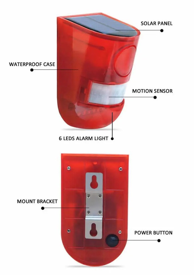 Solar Infrared Motion Sensor Alarm for Home Garden Security Alarm ...