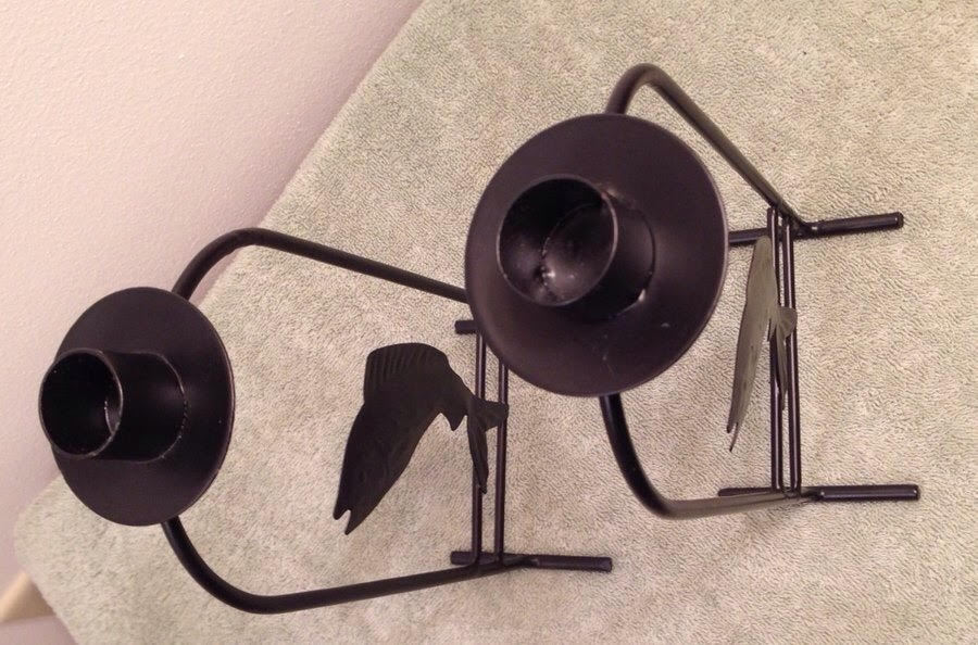 Metal Fish Candle Holders Set Black Nautical Ocean Lake River Rod Boat ...